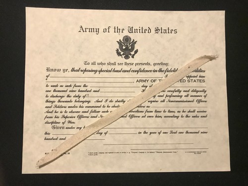 WWII US Army promotion warrant blank certificate | eBay