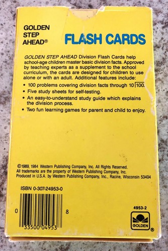 54 Golden Step Ahead Math Mathematics Flash Cards Division | eBay