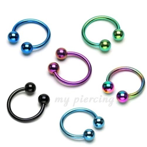 PAIR 18G 5/16" Anodized Steel Ball Horseshoe Circular Barbell Earring ...
