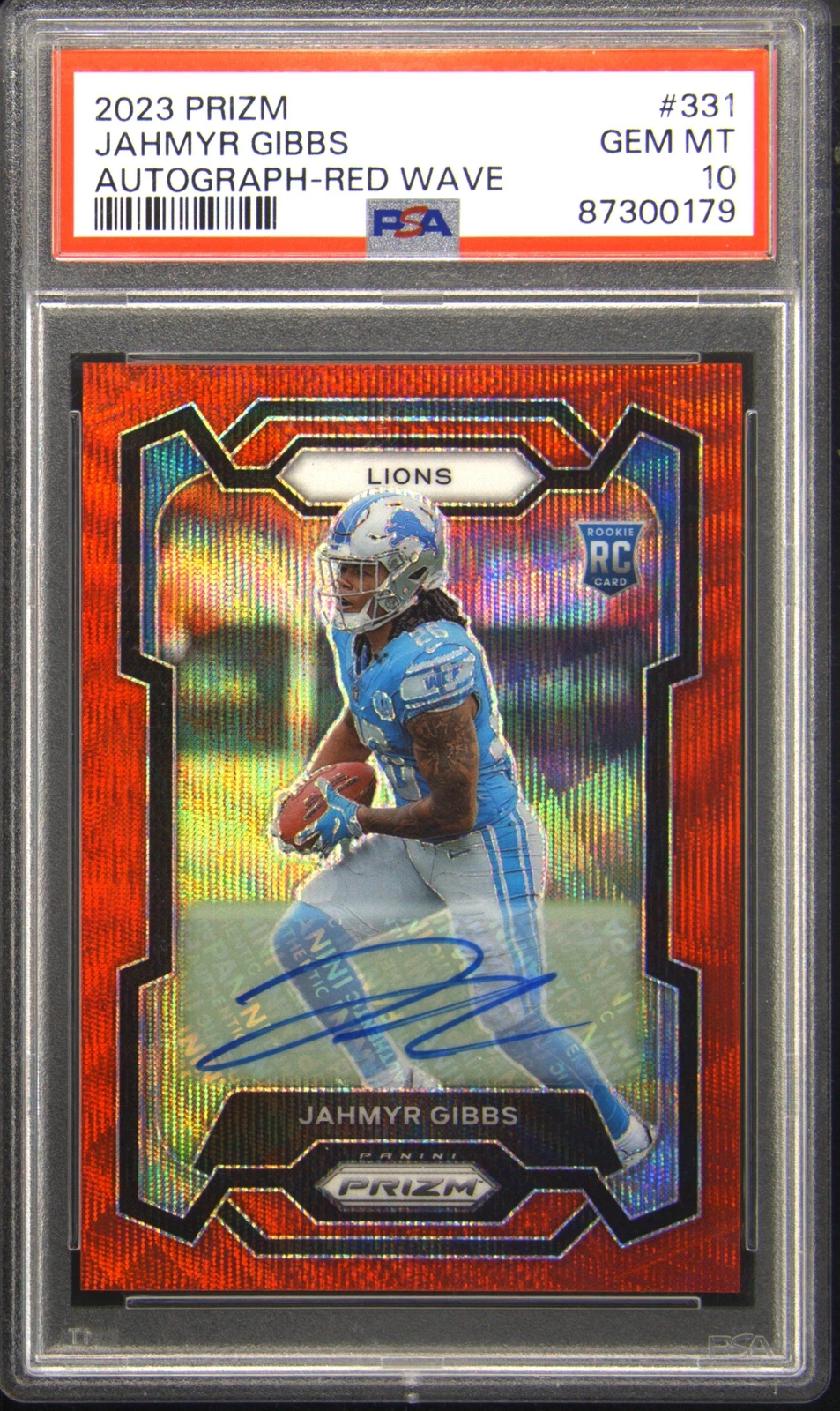Jahmyr Gibbs 2023 Prizm #331 Rookie Autographs - Red Wave /149 Price ...
