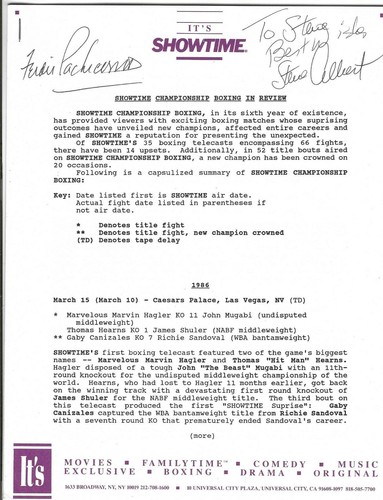 Ferdie Pacheco & Steve Albert Signed Showtime Fight History / Boxing ...
