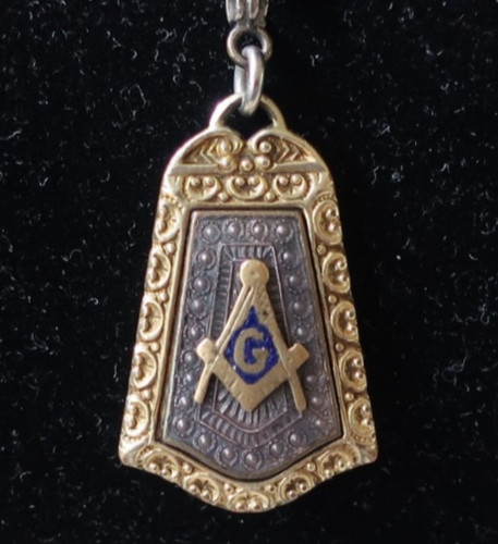 Antique Yellow Gold Filled Enamel Freemason Masonic Pocket Watch Fob ...