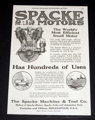 1919 OLD MAGAZINE PRINT AD, THE SPACKE 9-13 DE-LUXE MOTORS, HUNDREDS OF ...