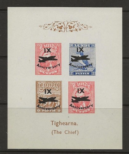 l14 GB LOCAL LUNDY ISLAND 1953 TIGHEARNA Min sheet IX ANNIVERSERY(48MS ...