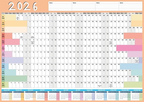 2026 Wall Planner A1 UK Calendar 2026 Yearly 2026 From... | eBay UK
