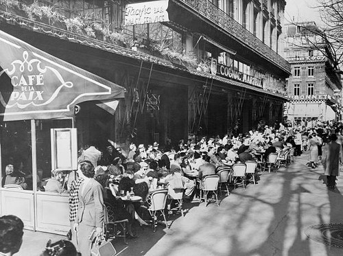 People Eating at Sidewalk Cafe 1955 Old Photo - April in Paris. Paris ...