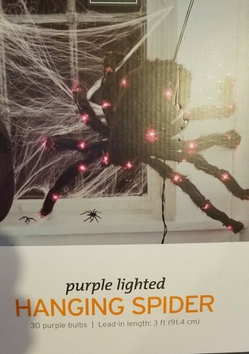 Halloween Large Purple Lighted Hanging Spider | eBay