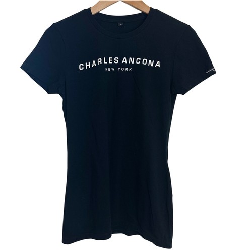 Charles Ancona New York Black Logo T-Shirt Women’s Medium Short Sleeve ...