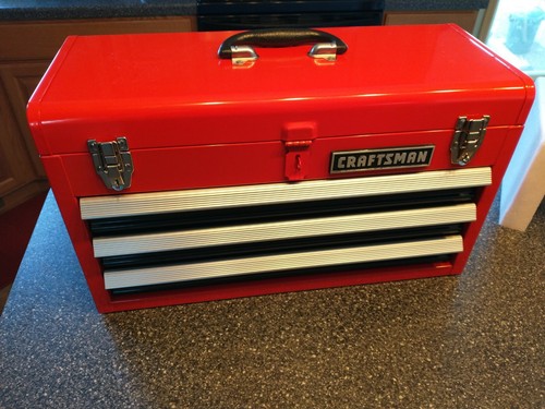 CRAFTSMAN Portable Tool Box 20.5-in Ball-bearing 3-Drawer Red Steel and ...