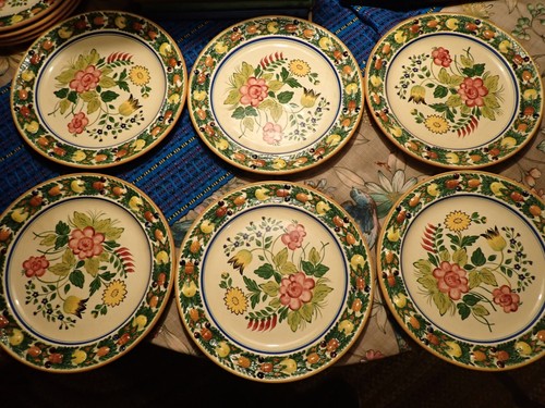 Adams England Titian Ware Ivory 11" plate w/ornate rim Vintage set of 6 ...