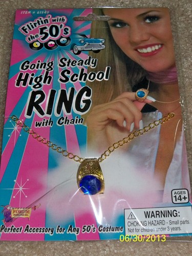 50'S 60'S GOING STEADY HIGH SCHOOL CLASS RING SOCK HOP COSTUME JEWELRY ...