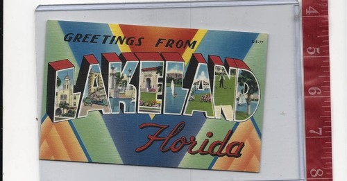 vintage Linen Large Letter Greetings from Lakeland Florida | eBay