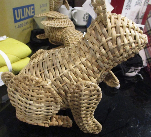 Pottery Barn Handcrafted Easter Rattan Bunny Rabbit hunched New | eBay