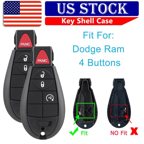 2 For 2013 2014 2015 2016 2017 - 2020 Dodge Ram 1500 Key Fob Shell ...