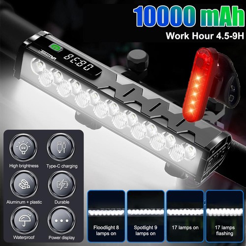 Powerful 17 LED Bike Light Bar 10000mAh Rechargeable Bicycle Headlight ...