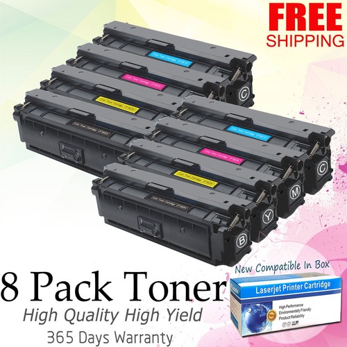 8 Pack Toner CF360X for HP 508A 508X Color LaserJet Enterprise M553 ...
