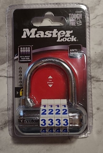 New Master Lock Padlock 1523D Set Your Own Combination White Dials 2-1 ...