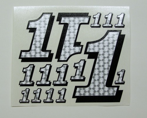 Racing Numbers 1 Decal Sticker Pack Silver Black Outline 1/8 1/10 RC ...