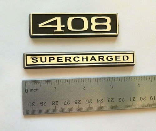 408 SUPERCHARGED black plastic with Chrome emblem emblems badge new | eBay
