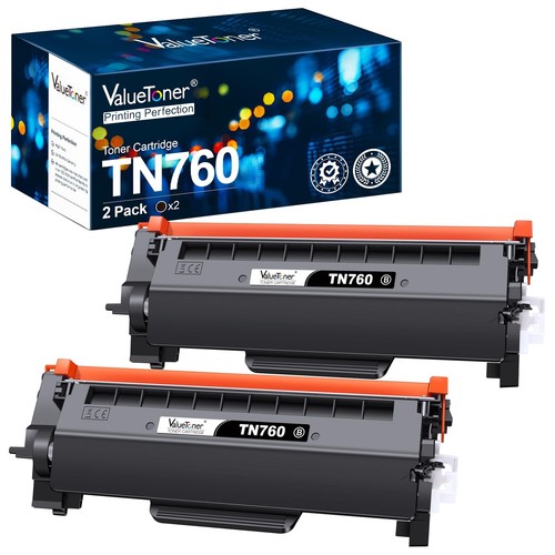 TN760 Toner for Brother Printer 2 Pack High Yield Compatible Black ...