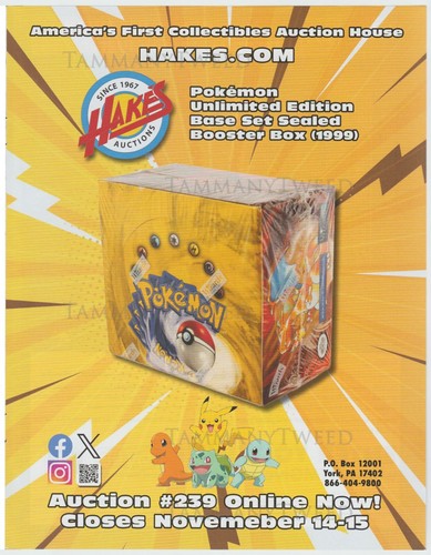 Pokemon Cards & Hakes 1999 Base Set Unlimited Booster Box Print Ad ...