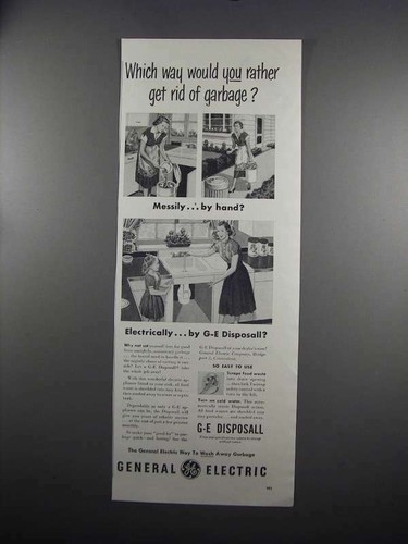 1951 G.E. Disposall Garbage Disposal Ad - Which Way? | eBay