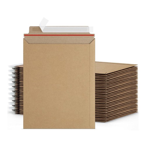 100 - 6x8 Kraft Rigid Photo Document Mailers Cardboard Envelopes 28 pt ...