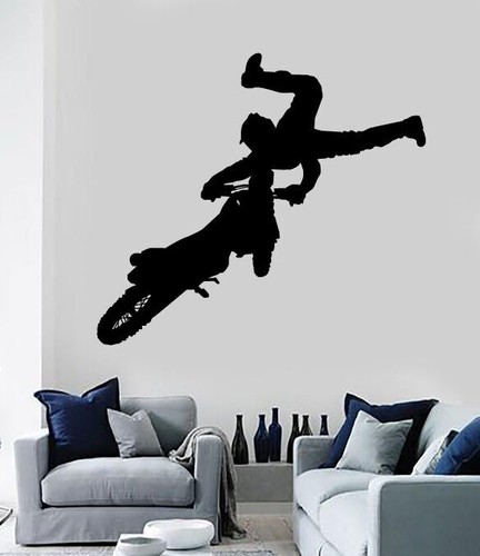Vinyl Decal Wall Sticker Motorcycle Racer Motocross Jump Stunt Decor ...