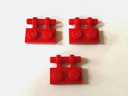LEGO Parts: 1x2 Plate w/ Side Clip Bar Handle, Red, Part # 2540 - 3 Pcs ...