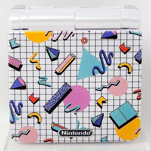 80s Geometric Pattern GBA SP Shell diy handheld housing Backlit IPS 90s ...