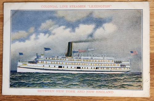 Lexington Colonial Line Steamer Postcard PC 1910s Unused New York to ...