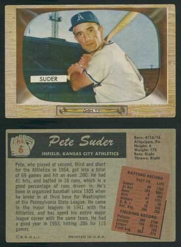 (67119) 1955 Bowman 6 Pete Suder Athletics-VG | eBay