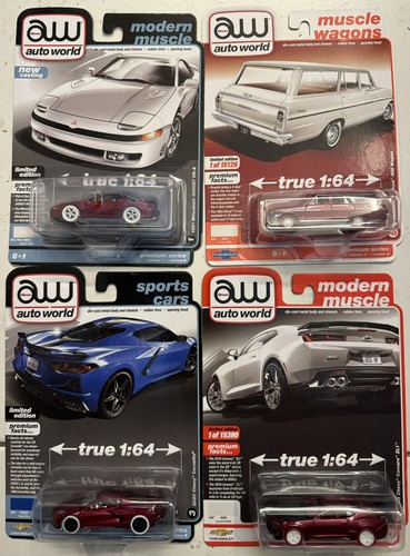 AUTO WORLD ULTRA RED CHASE LOT OF 4 (Corvette, Nova, Camaro ...