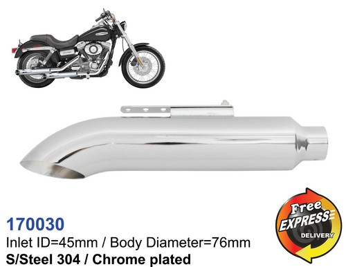 Universal motorcycle muffler side curved for Chopper S/steel chrome ...
