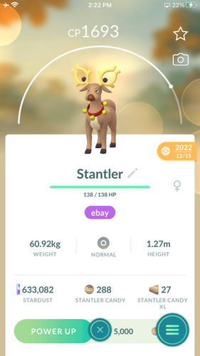 SALE Pokémon GO - Stantler - Costume Holiday Bells - Reindeer Bells ...