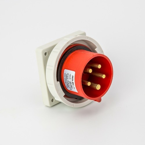 ROLEC 32 Amp 5 Pin Red Panel Mount Inlet Plug 415V IP67 Waterproof 3 ...