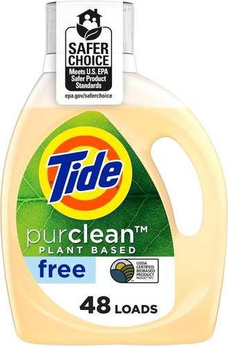 Tide Purclean Plant-Based HE Liquid Laundry Detergent, FREE Unscented ...