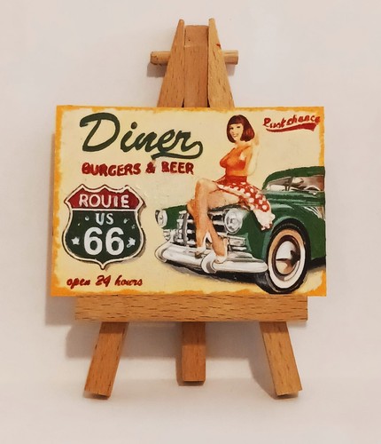 Diner route 66 vintage poster ACEO Hand Painting Card by Ray Dicken | eBay