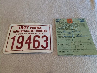 Pennsylvania Vintage Hunting Licenses | eBay