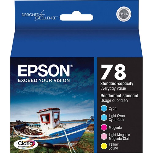 Epson 78 (T078) Ink Cartridge 5-Pack GENUINE for Stylus R260 R380 RX580 ...
