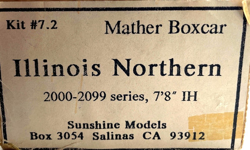 HO SUNSHINE MODELS 7.2 MATHER BOXCAR KIT ILLINOIS NORTHERN 2000-2099 ...