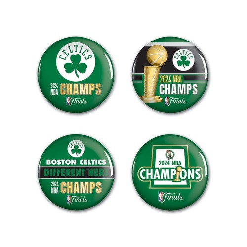 Boston Celtics Wincraft NBA 2024 World Champions Button Pins 4 Pack 1-1 ...