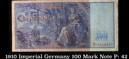 1910 German 100 Mark Banknote. German Paper Money WW1, E-2824443 ...