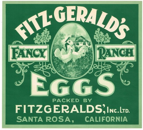ORIGINAL 1920S EGG CRATE LABEL VINTAGE SANTA ROSA CALIFORNIA ...