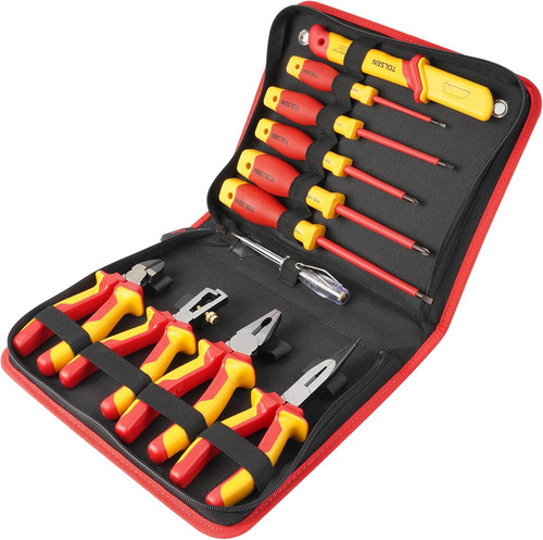 11-Piece VDE Insulated Set, 1000V Insulated Electrician Tool Set, with ...
