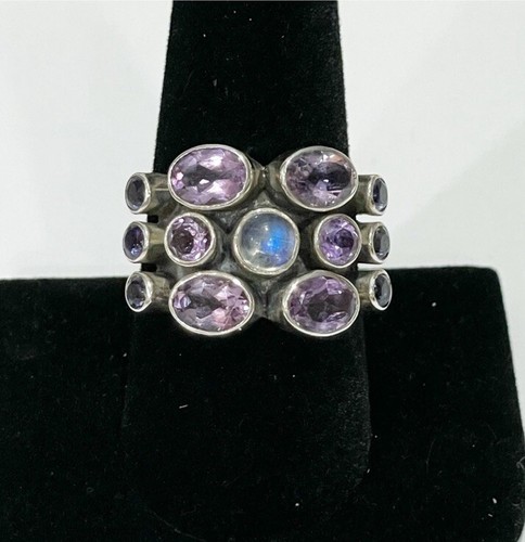 Nicky Butler Sterling Silver Gemstone Ring Size 9.75 Moonstone Amethyst ...