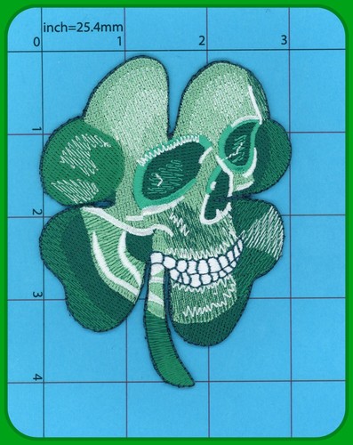Clover Skull PATCH Irish Biker Vest Death Iron on TOP QUALITY NEW *89 ...