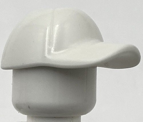 Lego New White Minifigure Headgear Cap Short Curved Bill with Seams and ...