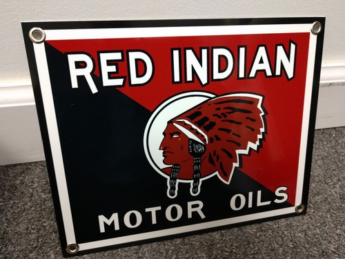 Red Indian gas motor oil gasoline Sign .. FREE shipping on any 8+ signs ...
