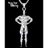 Bodybuilder Biceps Pose Pendant Silver Chain Gym Bodybuilding Muscle ...